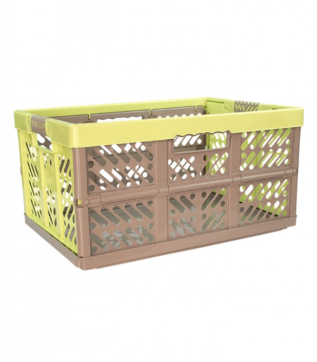 Plastový skládací box, velký, šedo zelený, 54x37x28 cm